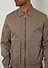 Threadbare Taupe Showerproof Patch Pocket Zip Up Jacket | Kaleidoscope