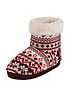 Totes Ladies Fair Isle Knit Boot Slippers With Faux Fur Cuff | Kaleidoscope