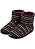 Totes Mens Fair Isle Red Boot Slippers | Kaleidoscope