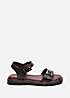 Where’s That From Circa Flatform Double Buckle Dark Brown Sandals ...