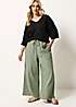 Yours Curve Crochet Detail Linen Trousers | Kaleidoscope