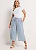 Yours Curve Stripe Linen Look Cropped Trousers | Kaleidoscope