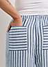 Yours Curve Stripe Linen Look Cropped Trousers | Kaleidoscope
