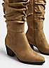 Yours Faux Suede Ruched Western Boots in Extra Wide EEE Fit | Kaleidoscope