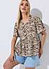 Yours Limited Curve Zebra Peplum Top | Kaleidoscope